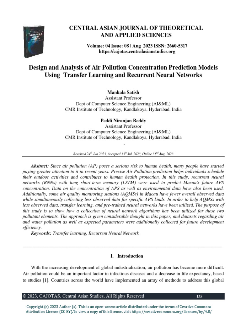 Design and Analysis of Air Pollution Concentration Prediction Models Using Transfer Learning and ...