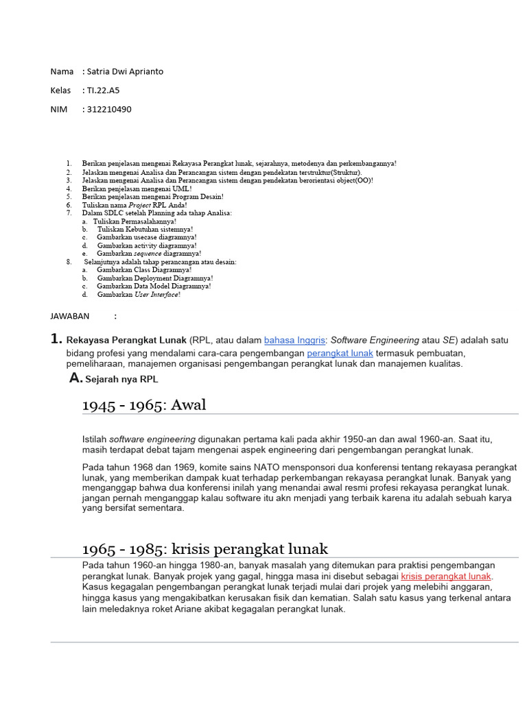 Tugas RPL Terbaru | PDF