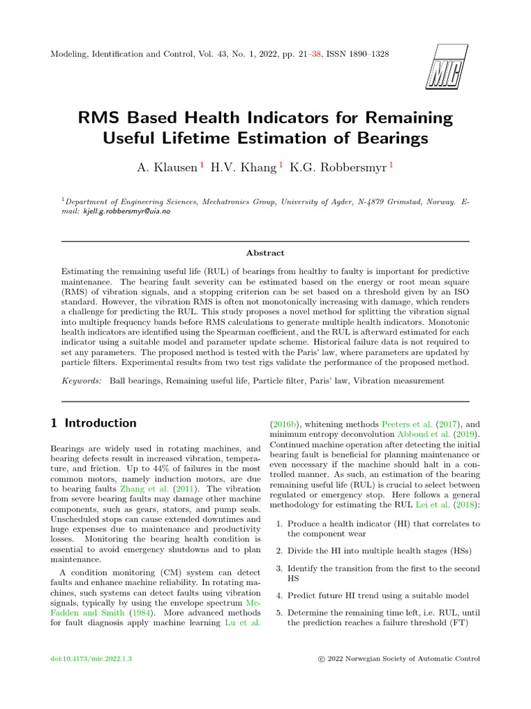 RMS Based Health Indicators For Remaining Useful L | PDF | Root Mean Square | Discrete Fourier ...