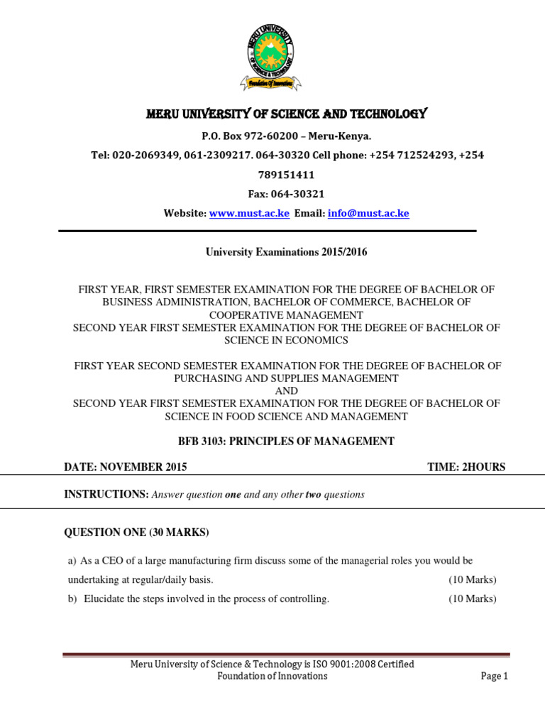 11. BFB 3103 PRINCIPLES OF MANAGEMENT | PDF | Science | Business Economics