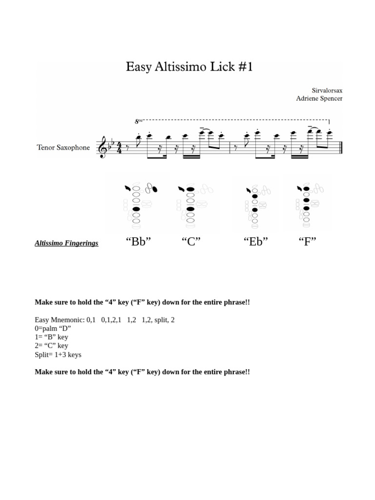 Easy Altissimo Lick 1 | PDF