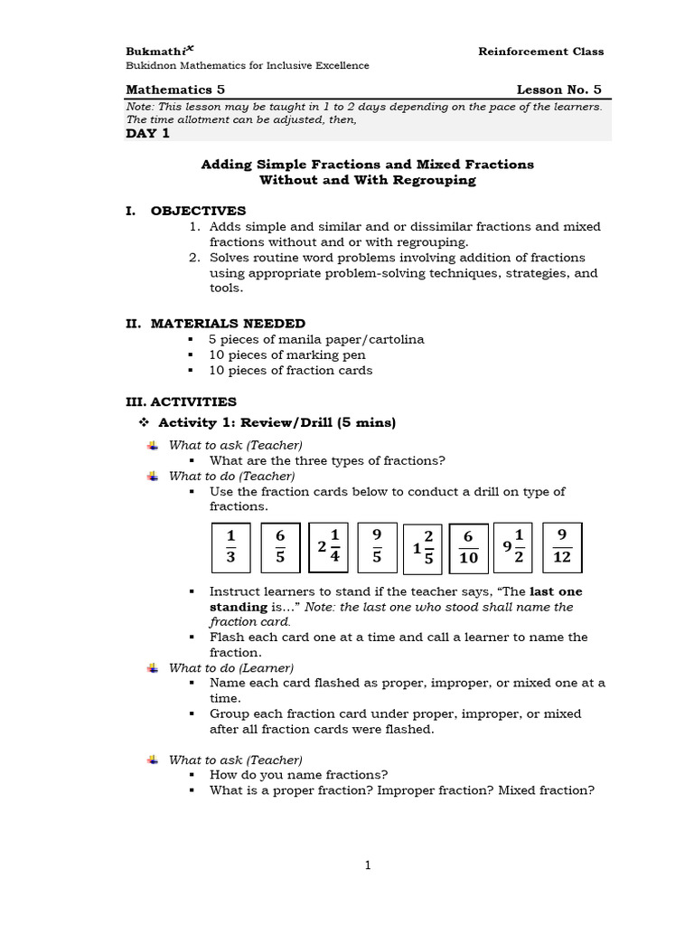 Sample Bukmathix Lesson-Exemplar Reinforcement-Class | Download Free PDF | Learning | Mathematics