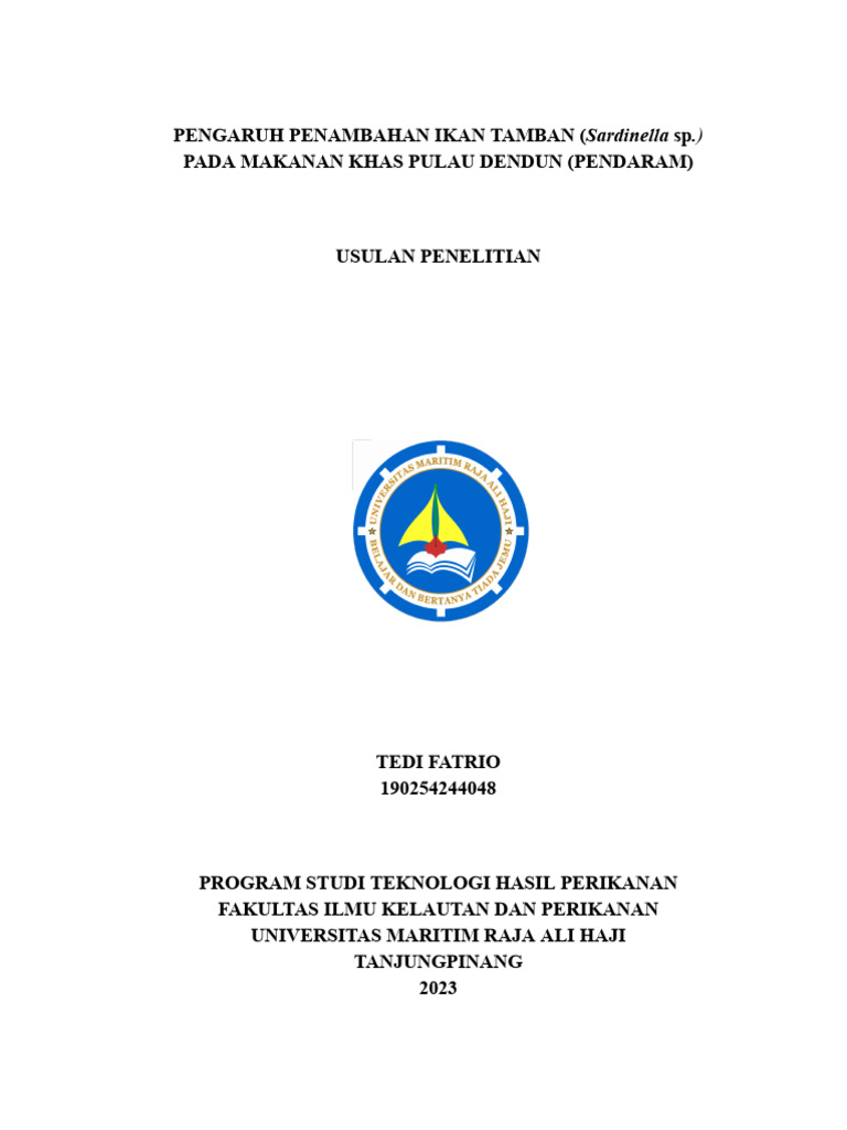 Analisis Kandungan Gizi Pendaram Ikan Tamban Di Pulau Dendun | PDF ...