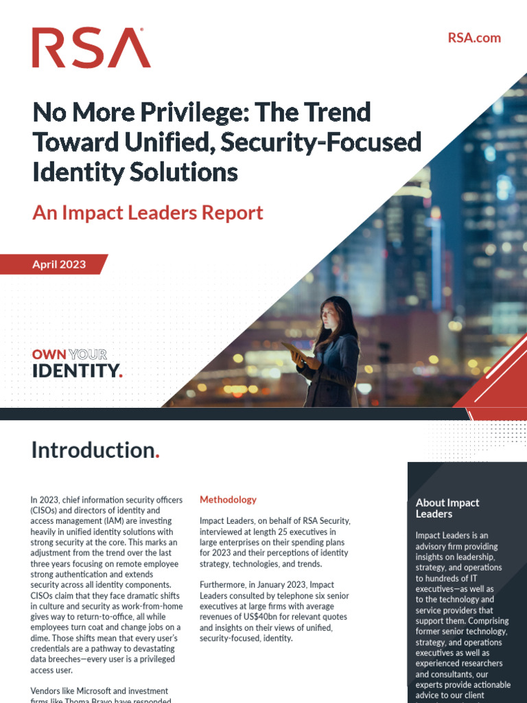Report - RSA - Unified Identity Solutions 2023 | PDF | Cloud Computing | Layoff