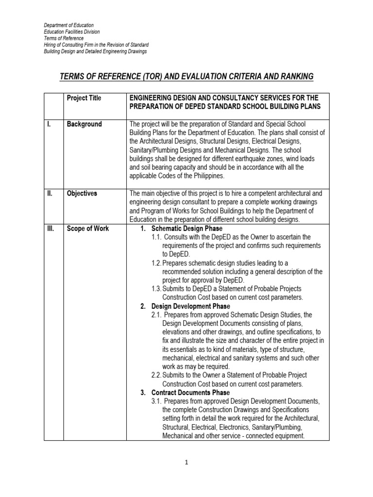 BB2 Annex A - Standard Building Design Consultancy TOR ECaR - Revised ...