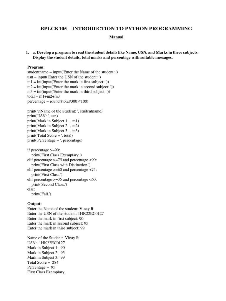 BPLCK105 - INTRODUCTION TO PYTHON PROGRAMMING - Manual | PDF | Bluetooth | Wireless