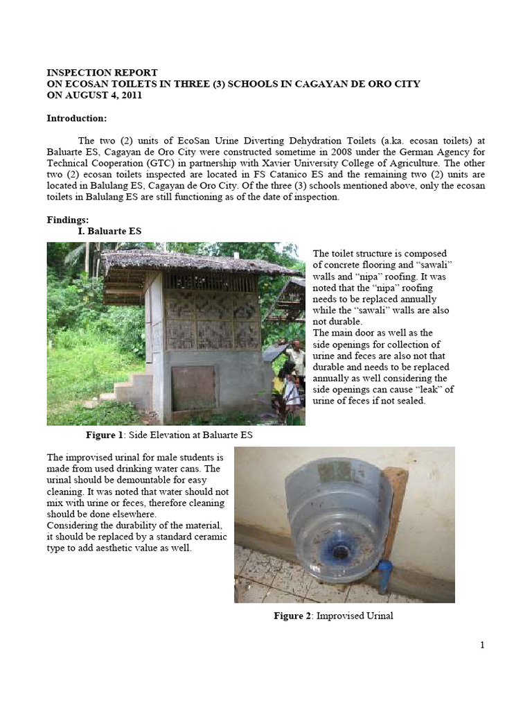 Inspection Report Ecosan | PDF | Toilet | Sanitation