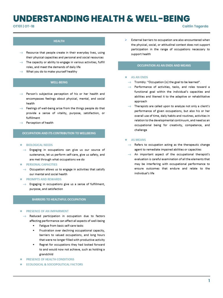 Health & Wellbeing | PDF | Well Being | Occupational Therapy
