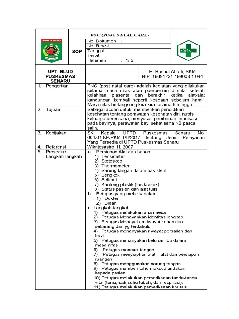 SOP Post Natal Care | PDF