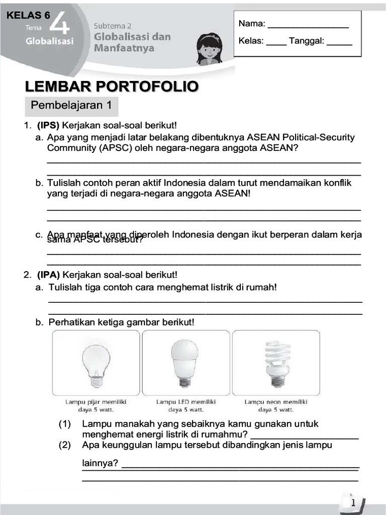 PDF Lembar Portofolio Bupena 6b Tema 4 Sub 2 - Compress | PDF