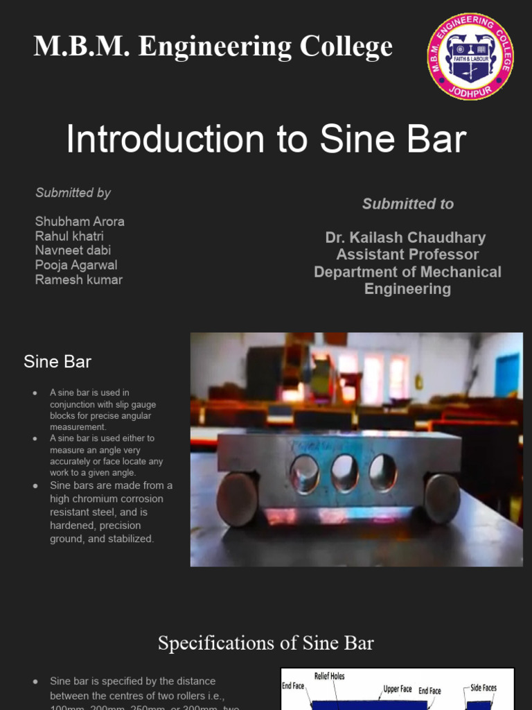 Sine Bar | PDF | Tools | Metalworking