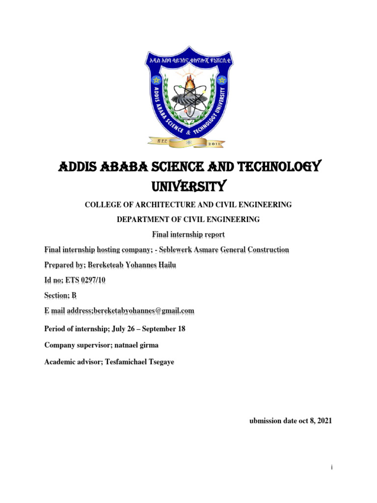 Civil Engineering Internship Report | PDF | Concrete | Beam (Structure)