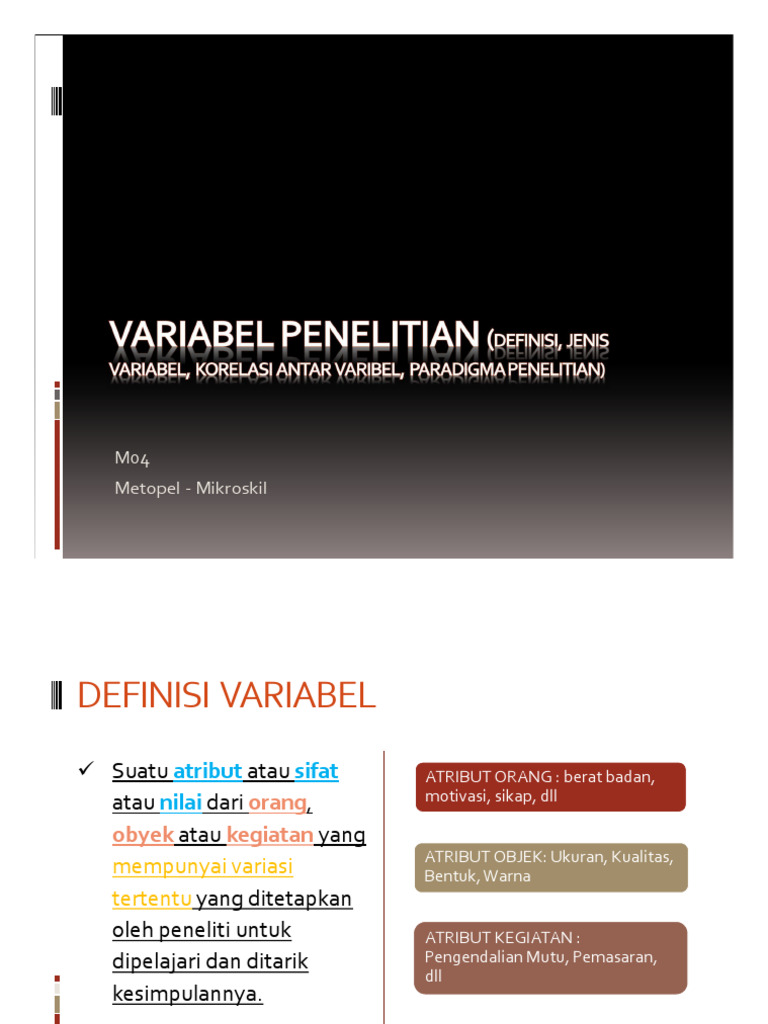 Definisi dan Jenis Variabel Penelitian | PDF
