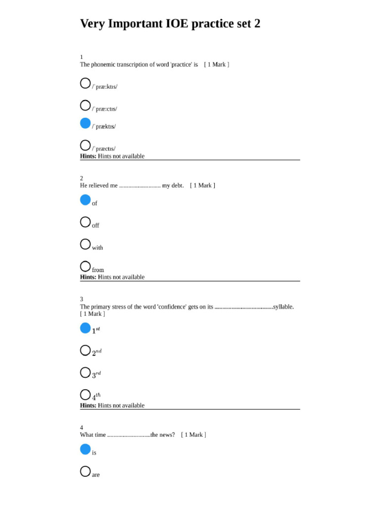 IOE Practice Set 2 | PDF
