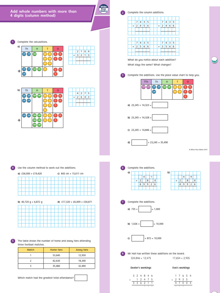 Y5 Week 7 Lesson 1 Add Whole Numbers With More Than 4 Digits 208336493 | PDF | Mathematics