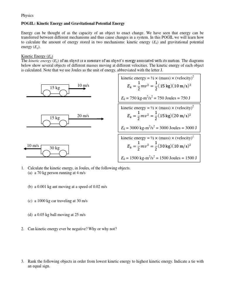 Kinetic and Gravitational Potential Energy | Download Free PDF ...