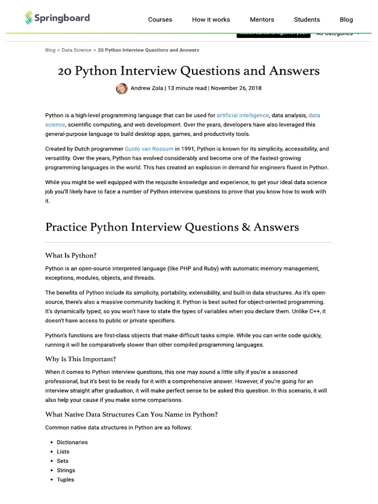 Python Interview Preperation | PDF