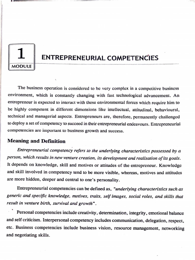 Entrepreneurial Competencies | PDF | Entrepreneurship | Innovation