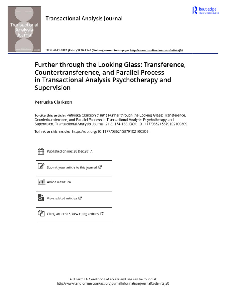 Further through the Looking Glass Transference Countertransference and ...