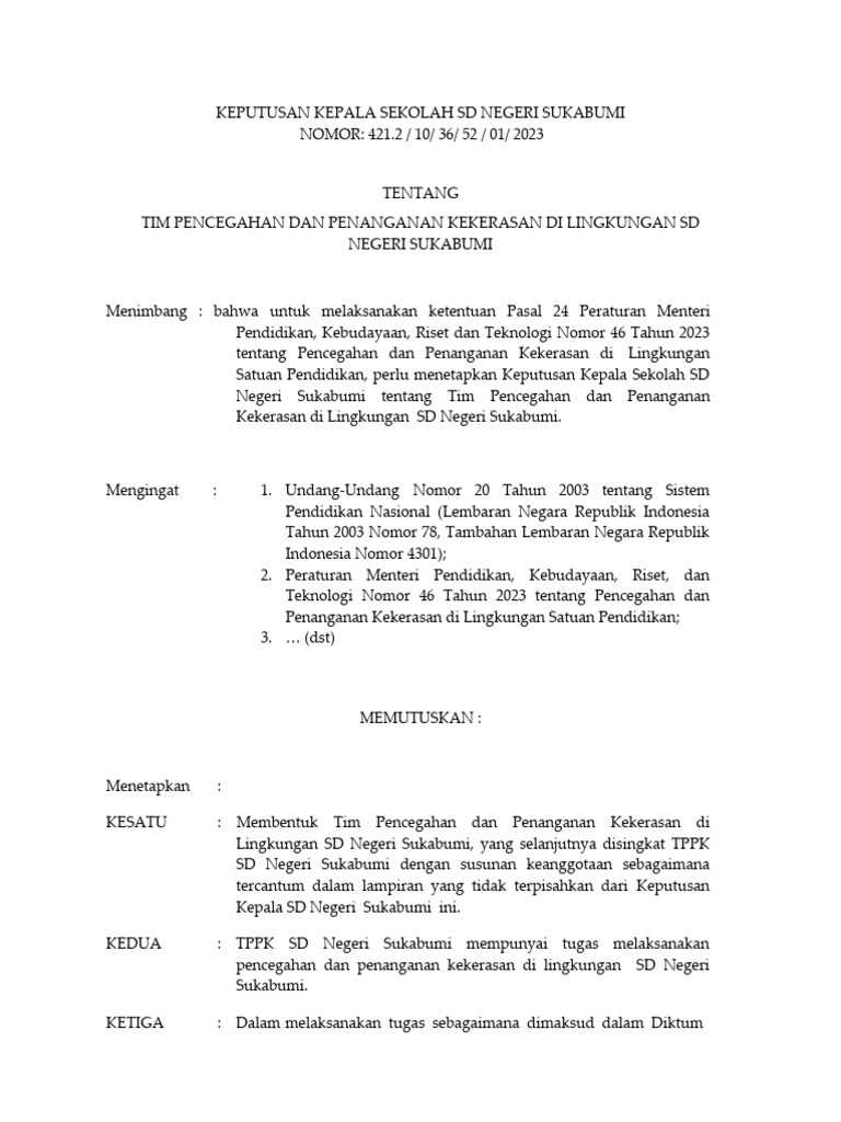 Contoh SK TPPK | PDF