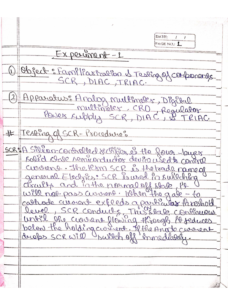 SCR DIAC TRIAC Experiment | PDF