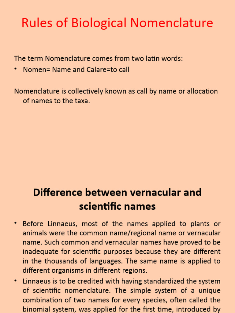 Rules of Biological Nomenclature | PDF | Taxonomy (Biology) | Genus