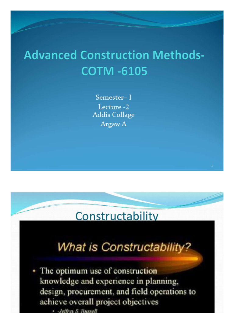 Advanced Constructio Methods Lecture 2 | PDF | Crane (Machine ...