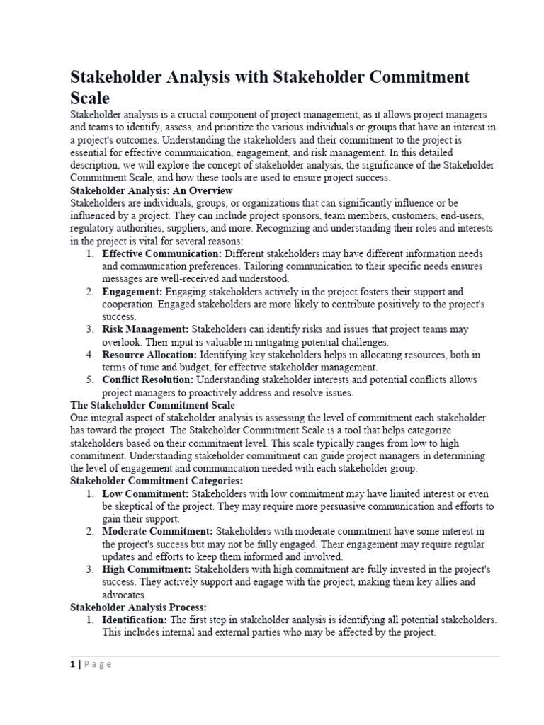 Stakeholder Analysis W Stakeholder Commitment Scale | PDF | Electronic Health Record ...