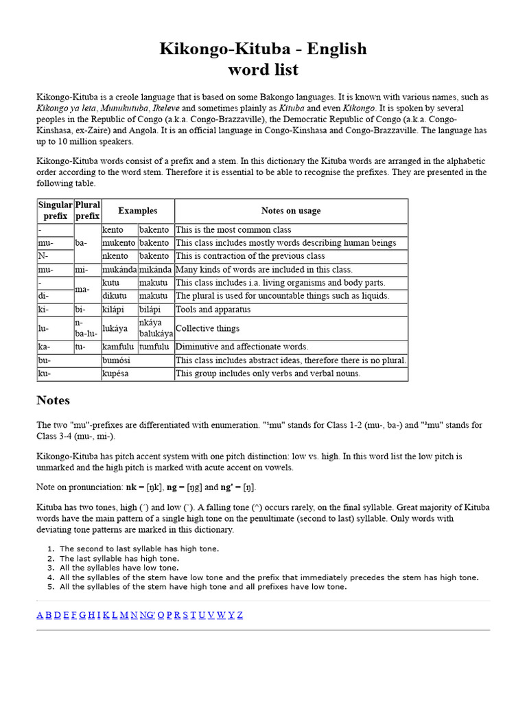 Kikongo-Kituba English | PDF | Linguistics