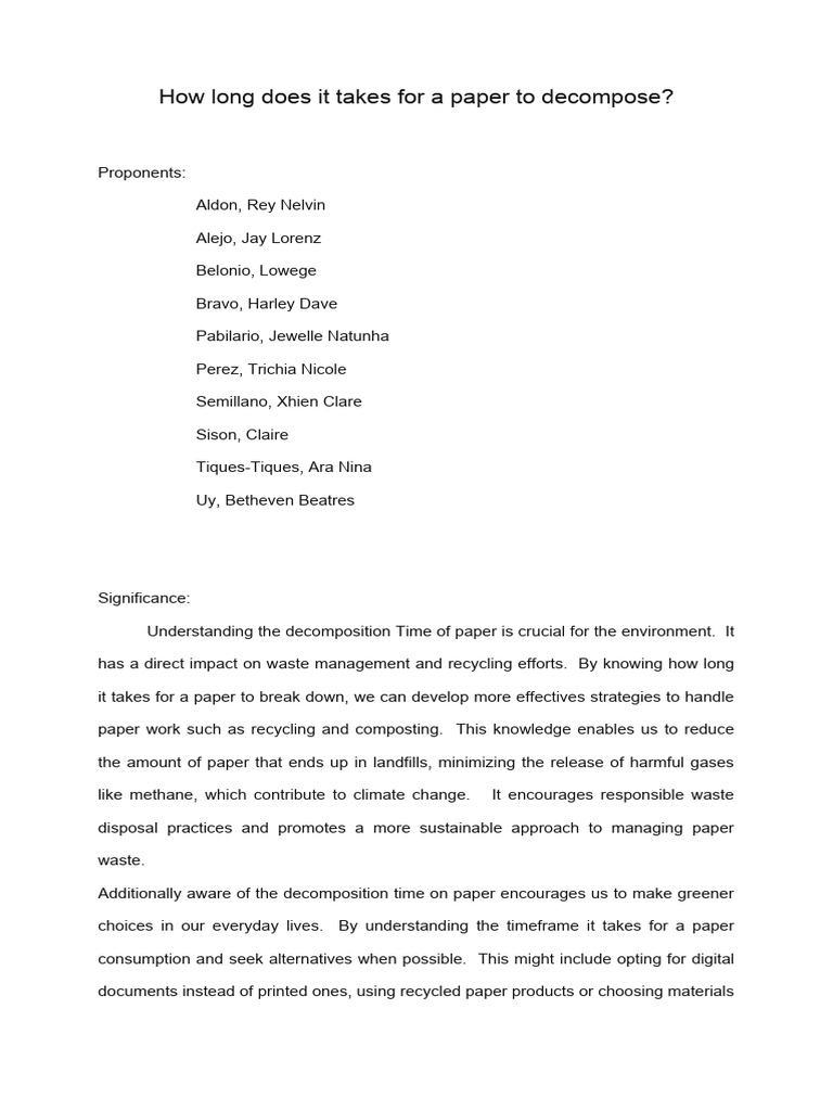 Paper Decomposition Time and Impact | PDF | Paper | Decomposition