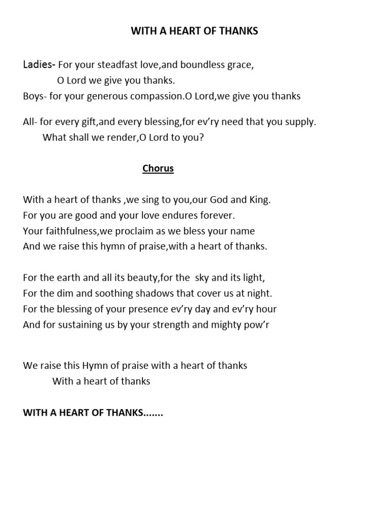 With A Heart of Thanks | PDF