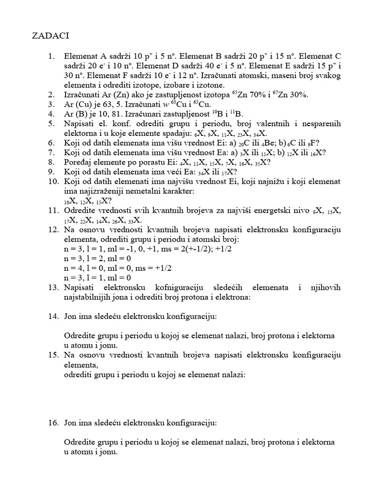 Zadaci Iz Hemije | PDF