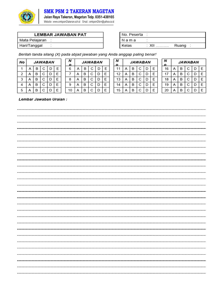 Lembar Jawaban Manual | PDF