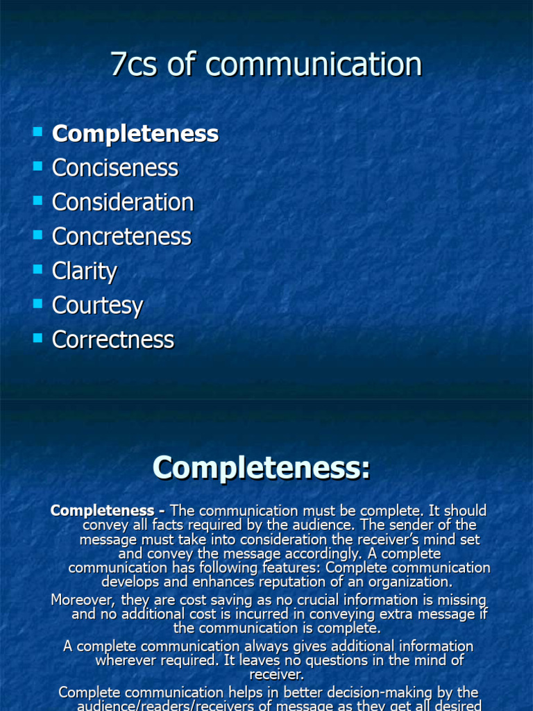 7cs of Communication | PDF | Jargon | Linguistics