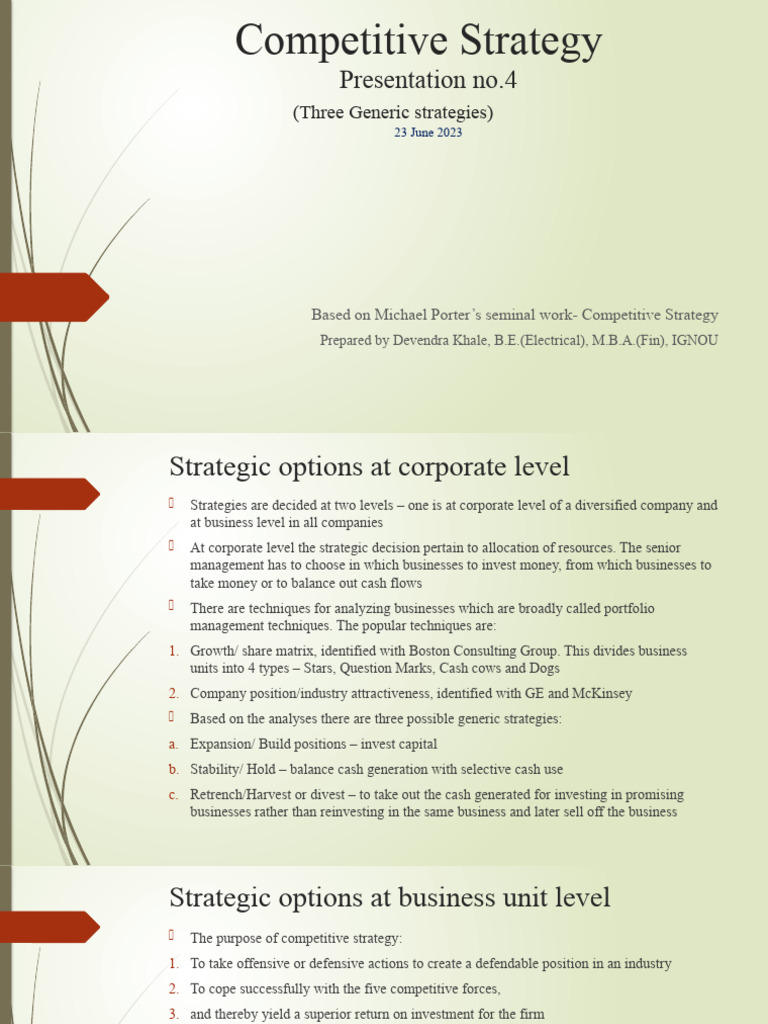 4. Competitive strategy - Three Generic Strategies | PDF | Strategic ...