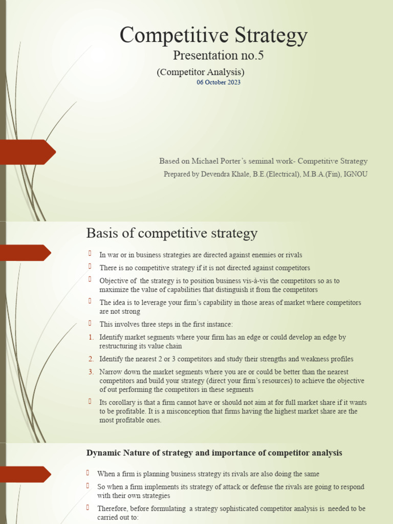 Competitive Strategy - Competitor Analysis | PDF | Strategic Management ...