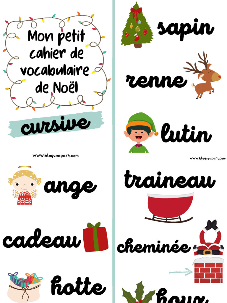 Cursive Mon Petit Cahier de Vocabulaire de Noël | PDF
