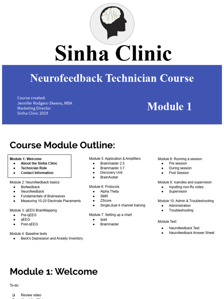 Neurofeedback Technician Module 1 Training Pdf Neurofeedback