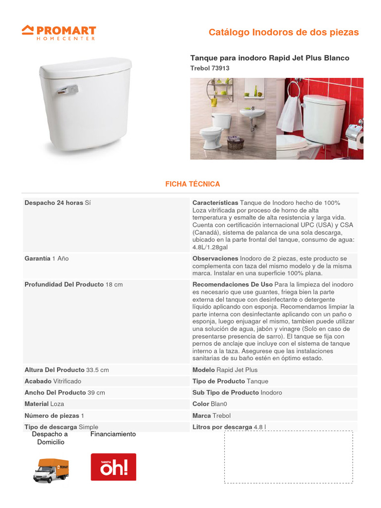 Catálogo Inodoros Trebol 2023 | PDF | Baño | Agua