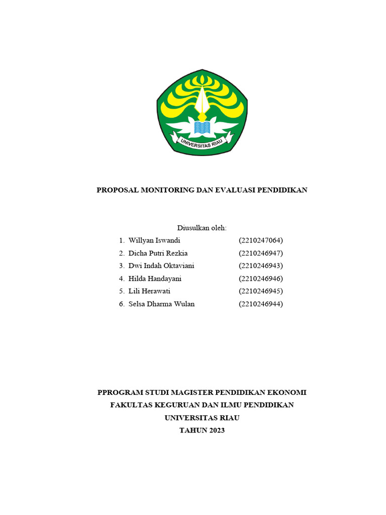 Proposal Monitoring Dan Evaluasi Pendidikan-1 | PDF Proposal Monitoring Dan Evaluasi Pendidikan-1 | PDF