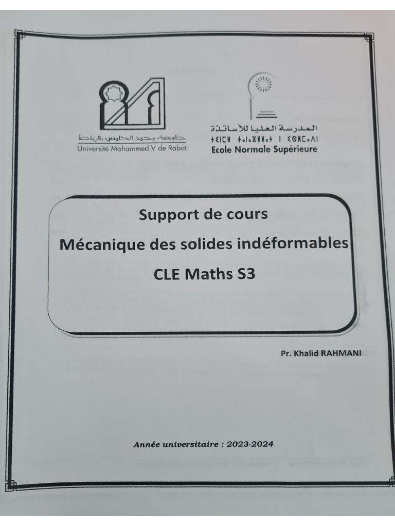 Cours 1 Mécanique | PDF