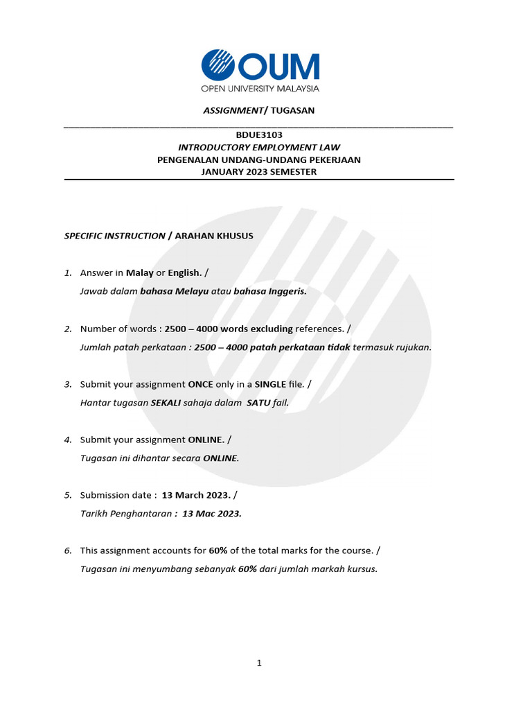 Assignment/ Tugasan - Introductory Employment Law | PDF | Screenshot | Computing
