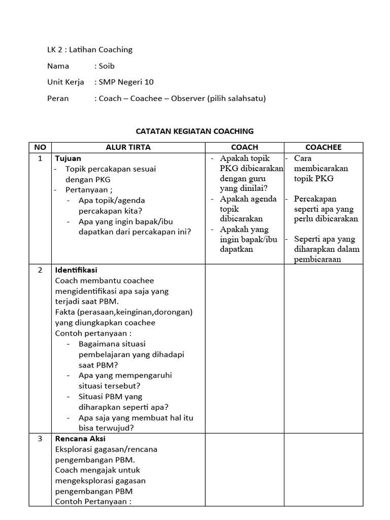 LK 2 Catatan Coaching | PDF