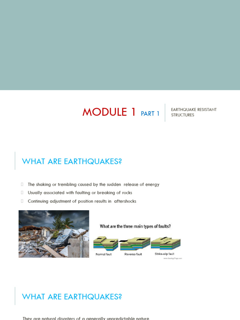 Module 1 PART 1 | PDF | Earthquakes | Fault (Geology)