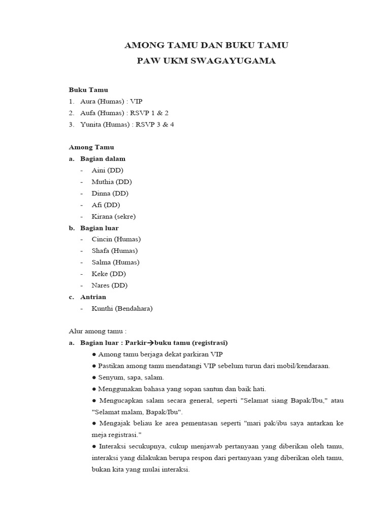 Alur Kerja Among Tamu Dan Buku Tamu PAW Swagayugama | PDF