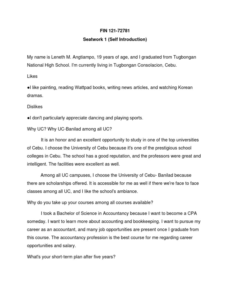 Angtiampo, Leneth Seatwork #1 | PDF