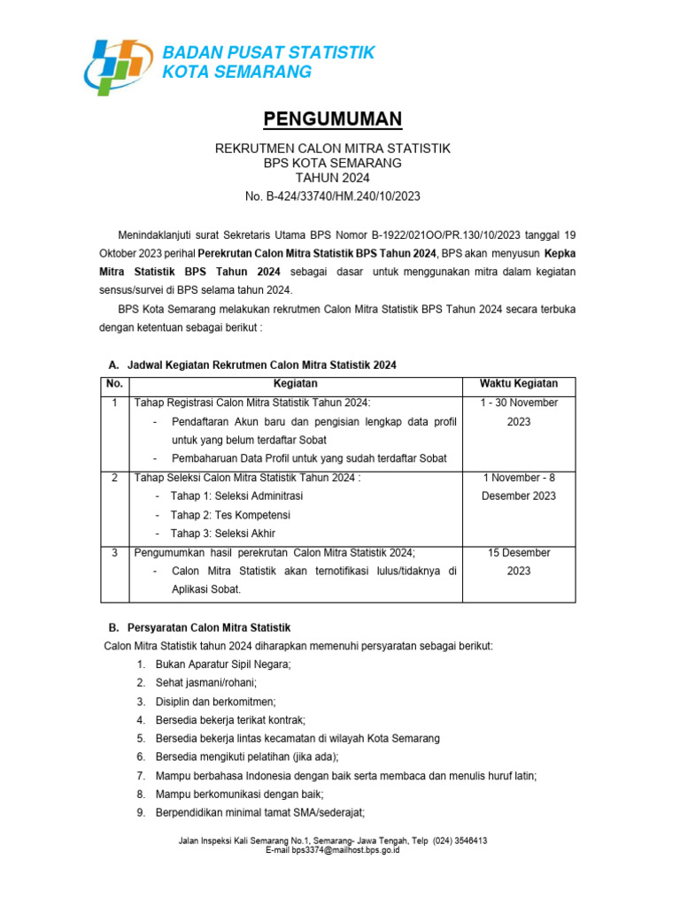 Pengumuman Rekrutment 3374 - Signed | PDF | Karier & Perkembangan