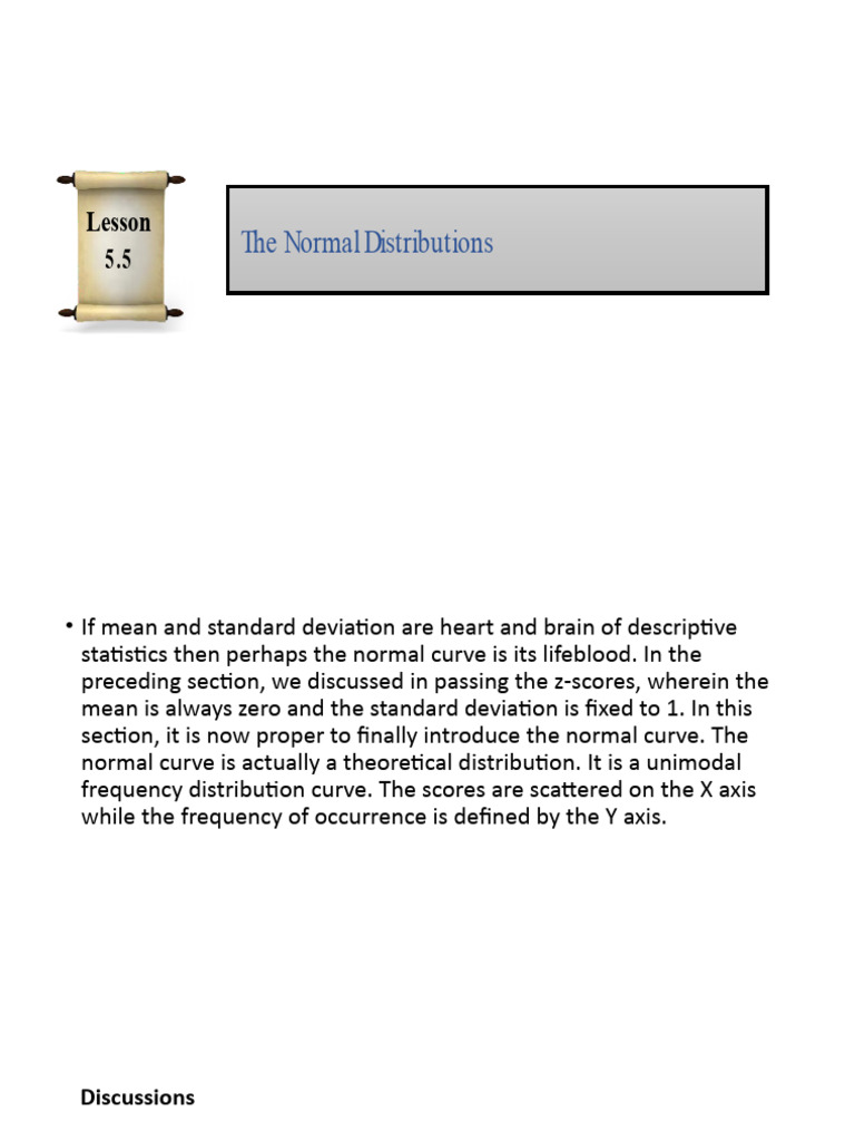 Lesson 5.5 Normal Distribution | PDF | Standard Score | Normal Distribution