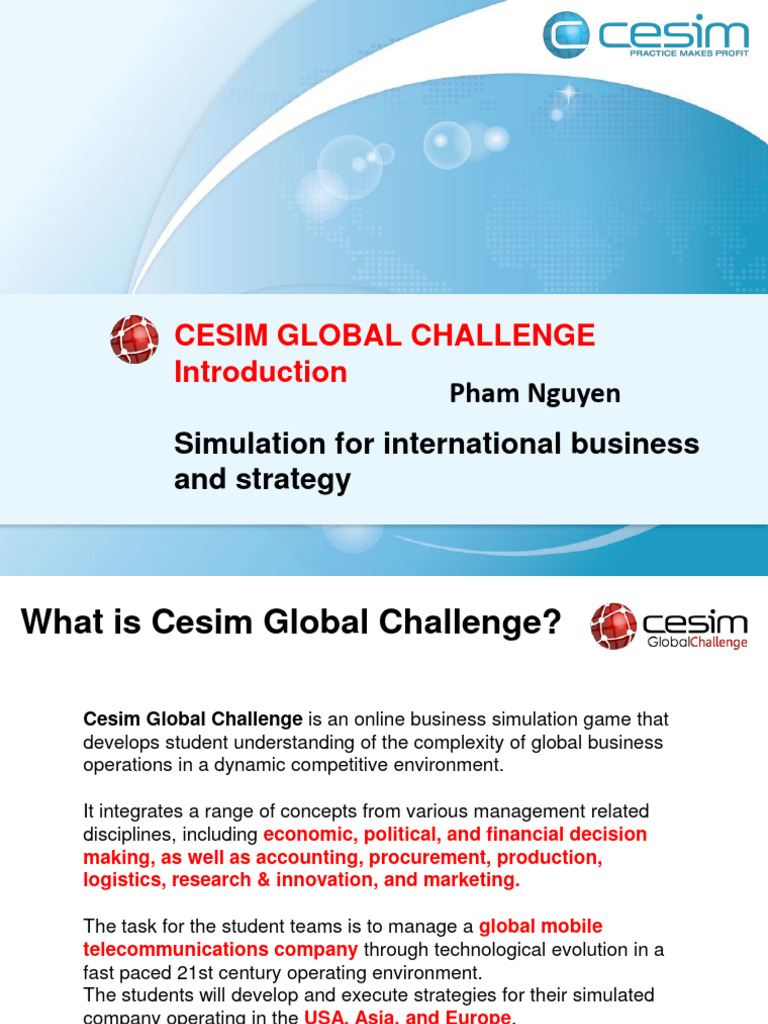 Cesim Global Challenge Introduction 112021 | PDF | Simulation | Return ...