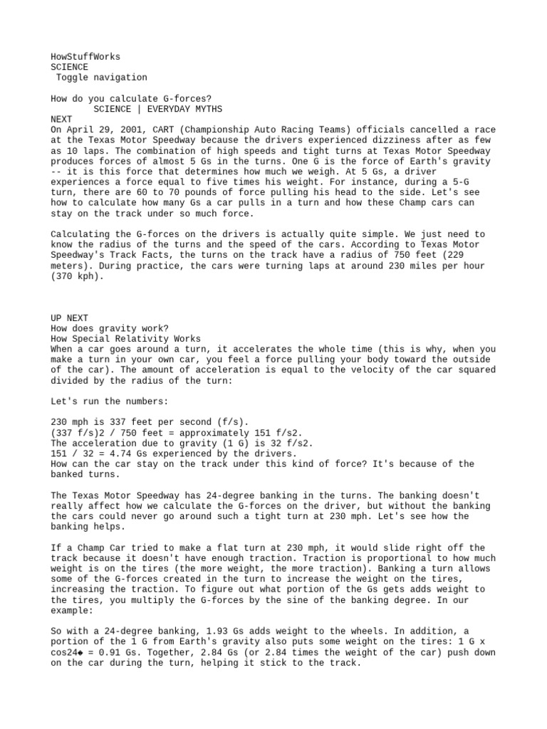 How Do You Calculate G-Forces | PDF | Force | Classical Mechanics